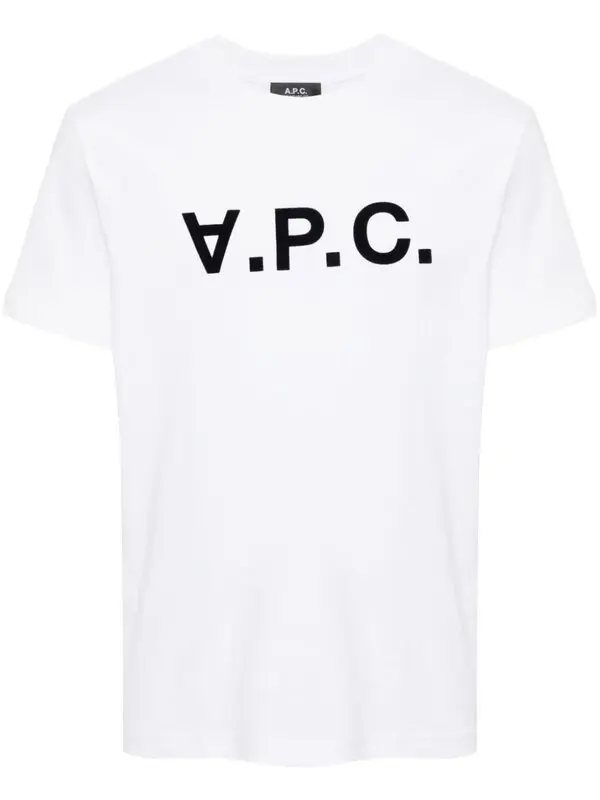 A.p.c. Flocked-logo Cotton T-shirt - White