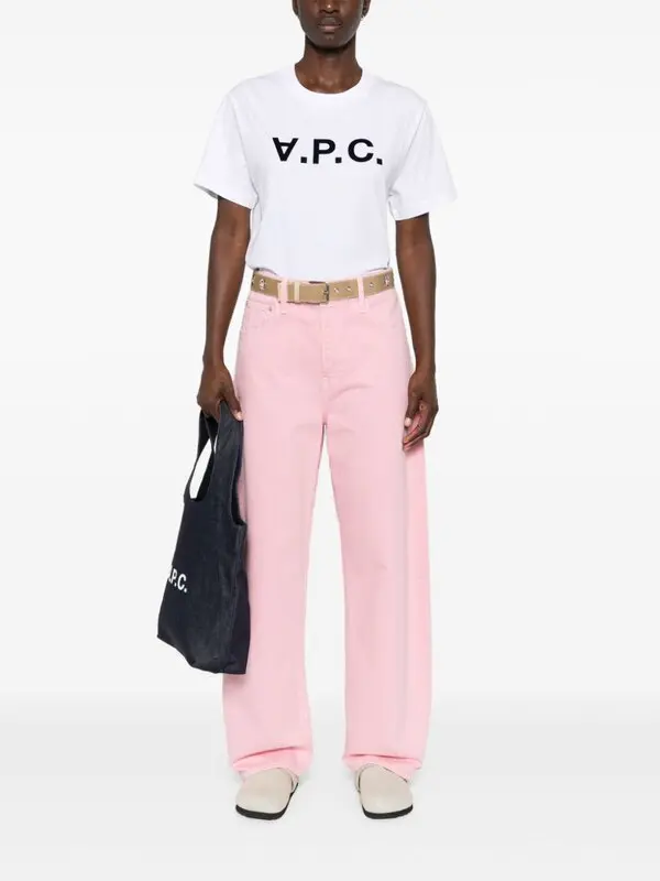 A.p.c. Flocked-logo Cotton T-shirt - White
