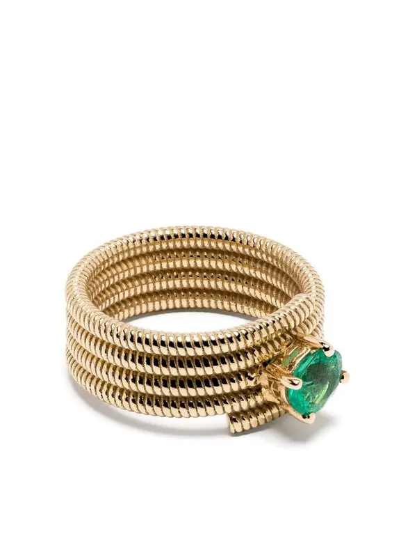LEANDRA 18kt Yellow Emerald Pinky Ring - Gold