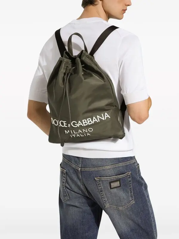 Dolce & Gabbana Logo-stamp Zipped Backpack - Green