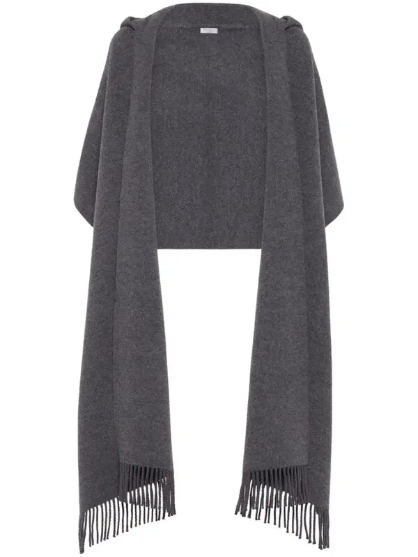 Brunello Cucinelli Fringe-trim Knitted Cape - Grey