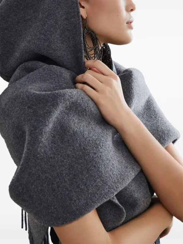 Brunello Cucinelli Fringe-trim Knitted Scarf - Grey