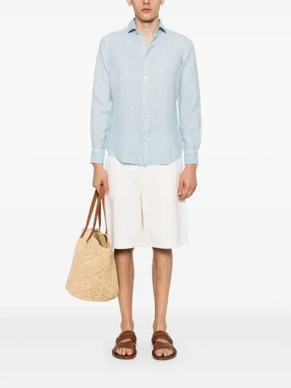Eleventy Slub-texture Linen Shirt