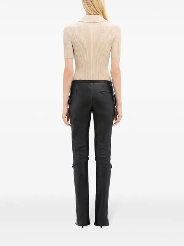 COURREGES Iconic Ribbed-knit Polo Shirt - Neutrals