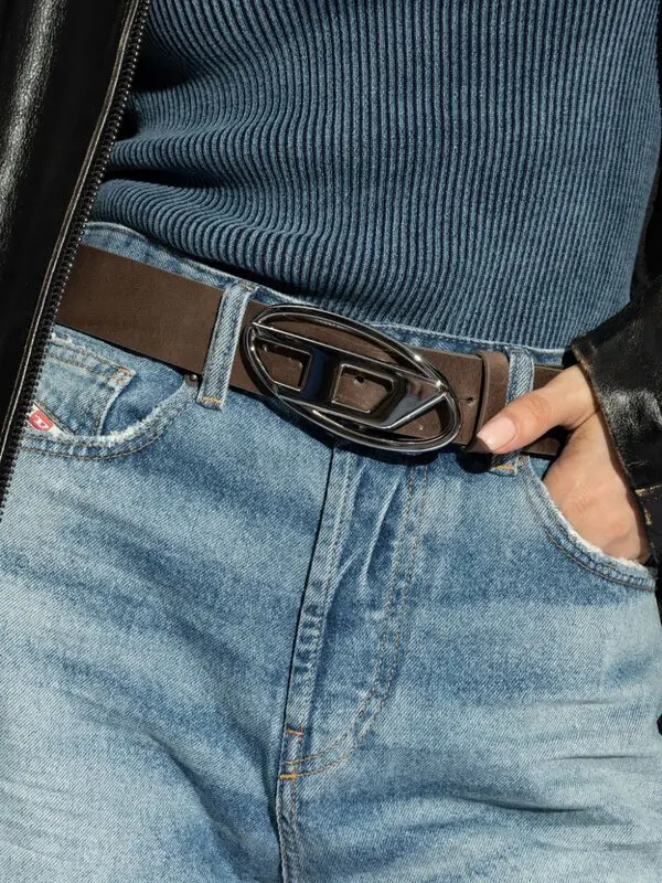 DIESEL® Logo-buckle Leather Belt - Brown