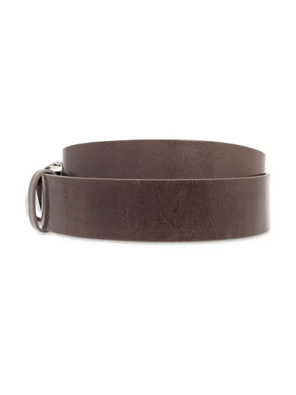DIESEL® Logo-buckle Leather Belt - Brown