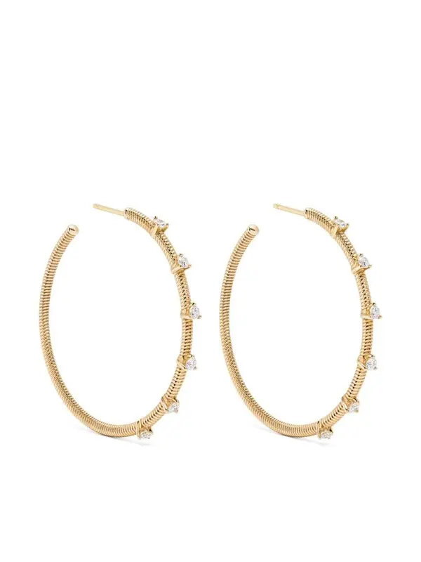 LEANDRA 18kt Yellow Diamond Hoop Earrings - Gold