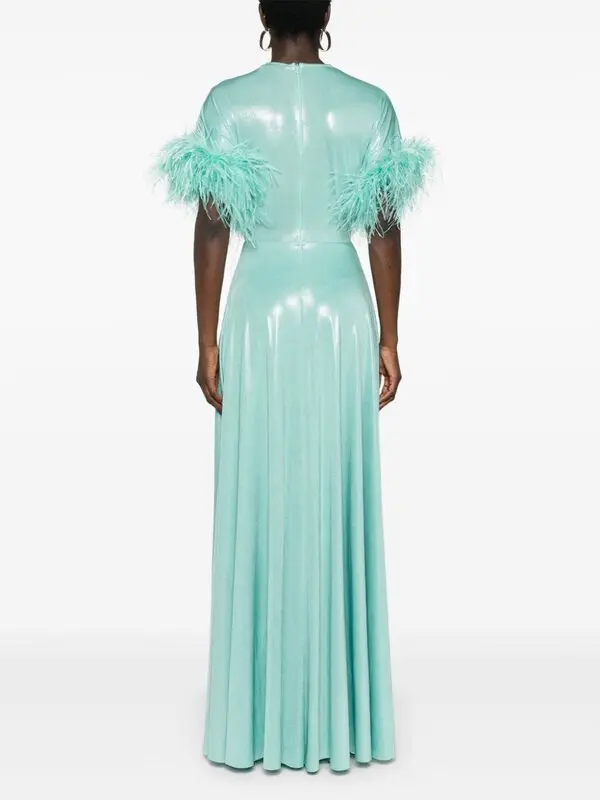 NISSA Feather-trim Lurex Gown