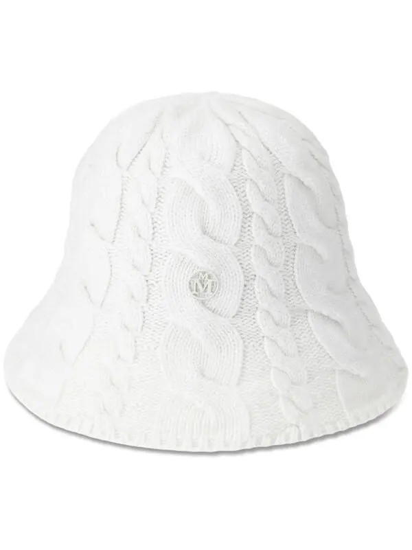 MAISON MICHEL Clem Cable-knit Bucket Hat - White