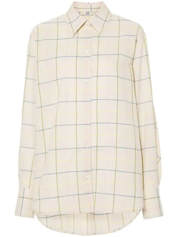TOTEME Windowpane Print Poplin Shirt