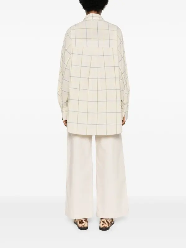 TOTEME Windowpane Print Poplin Shirt