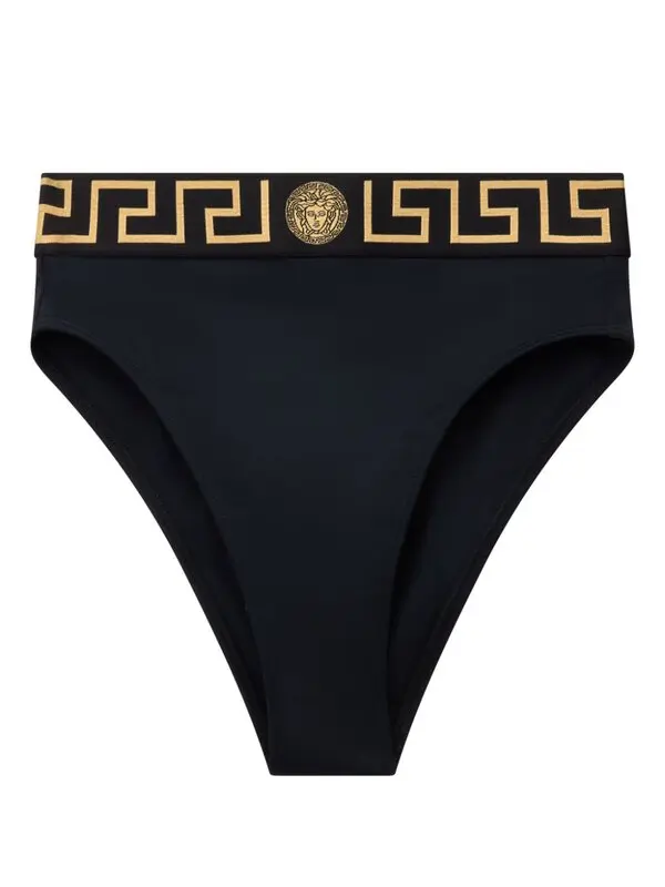 Versace Greca Border High-waist Bikini Bottom - Black