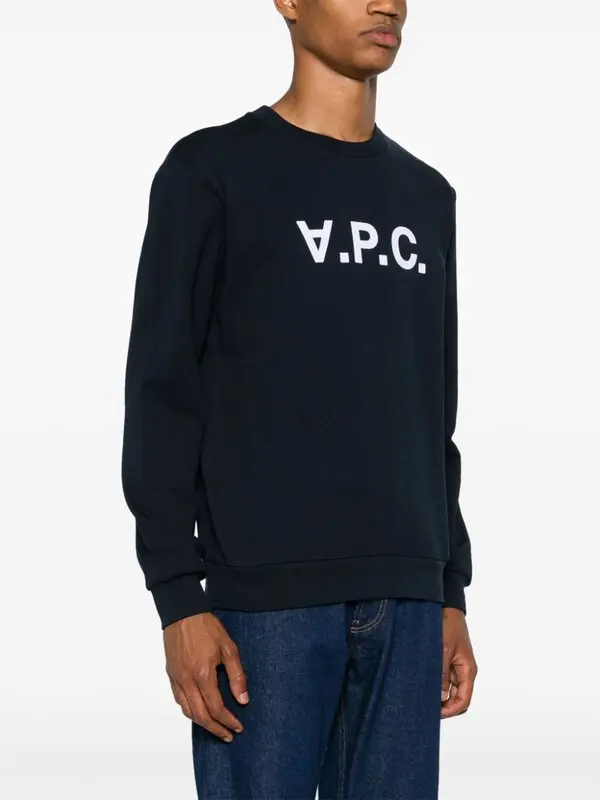 A.p.c. Flocked-logo Cotton Sweatshirt - Blue