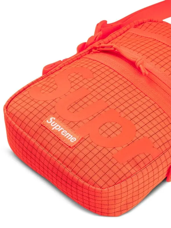 Supreme Logo-print Grid-pattern Shoulder Bag - Orange