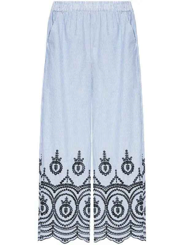 Munthe Embroidered Striped Trousers - Blue
