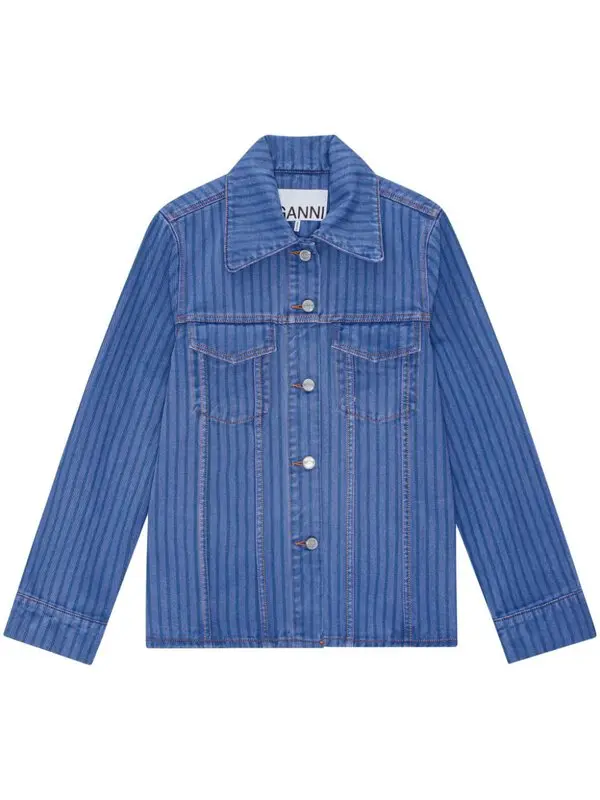 GANNI Striped Denim Jacket