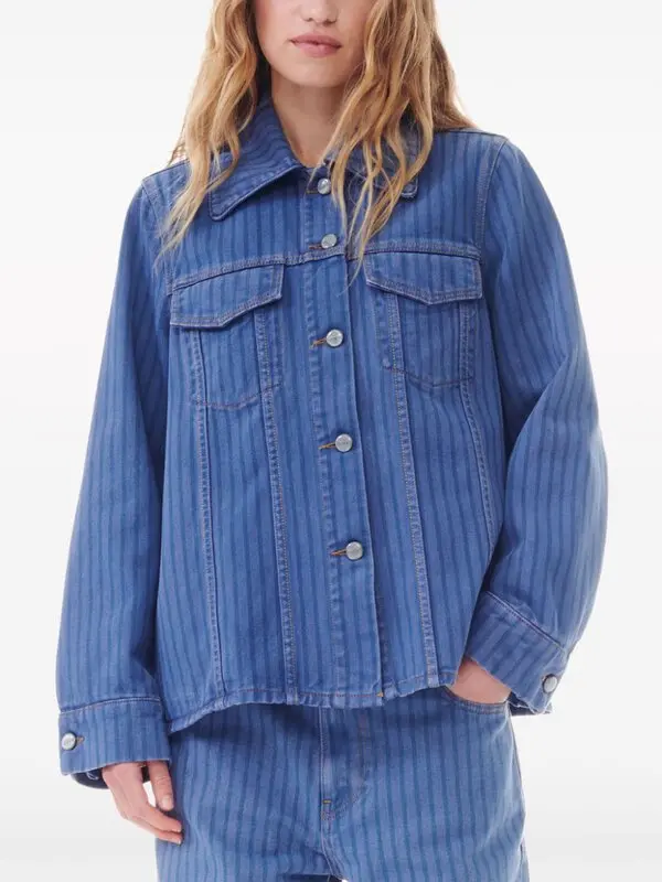 GANNI Striped Denim Jacket