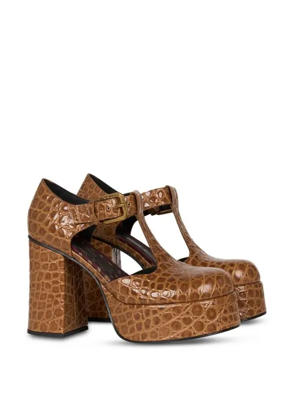 Etro 110mm Crocodile-embossed Platform Pumps