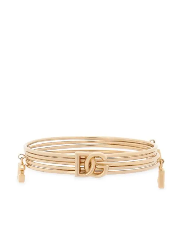 Dolce & Gabbana Logo Charm Bangle - Gold