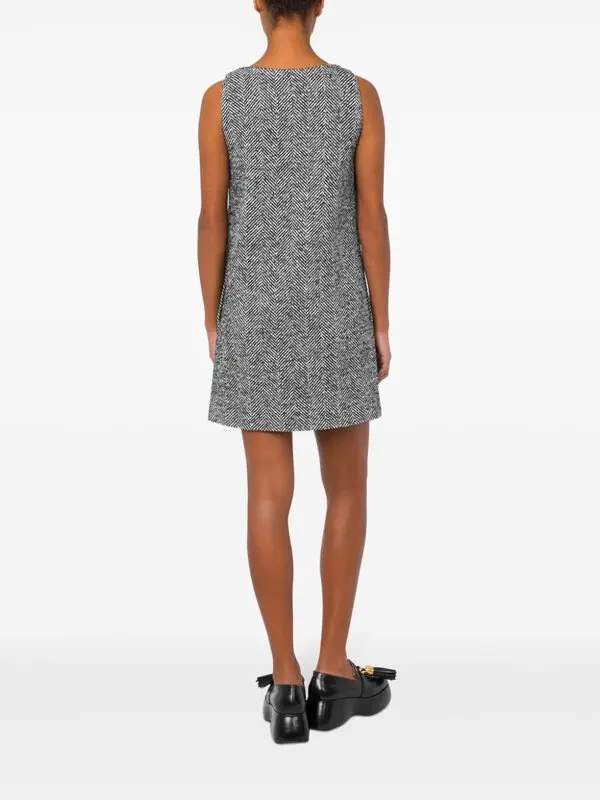 Moschino V-neck Herringbone Dress