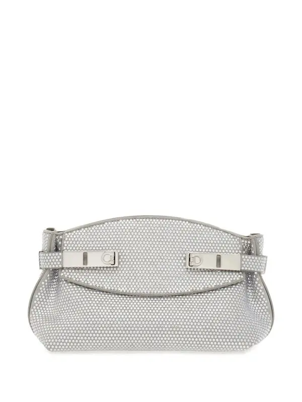 FERRAGAMO Crystal-embellished Clutch - Grey