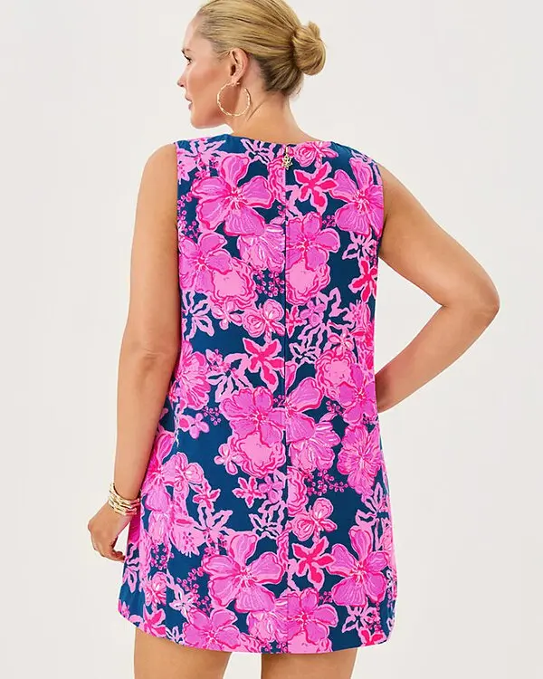 LILLY PULITZER Edita Shift Mini Dress - Starlight Navy Once And Floral Engineered Woven Shift