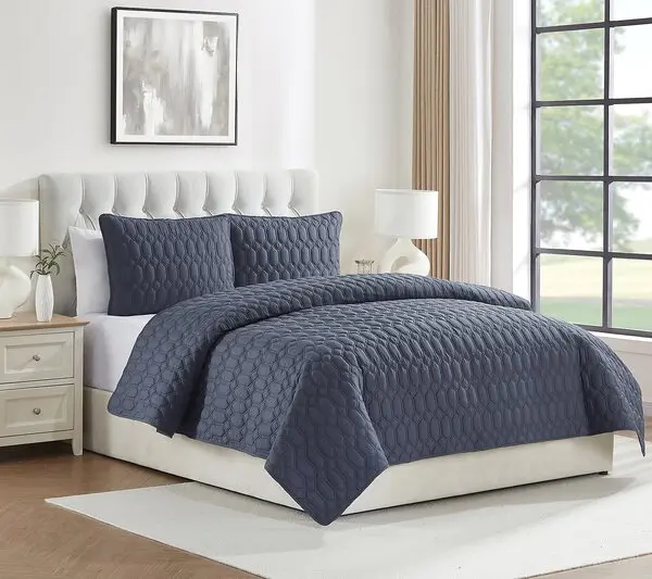 VCNY HOME Diamond 3pc Textured Quilt Set, Full/ Queen