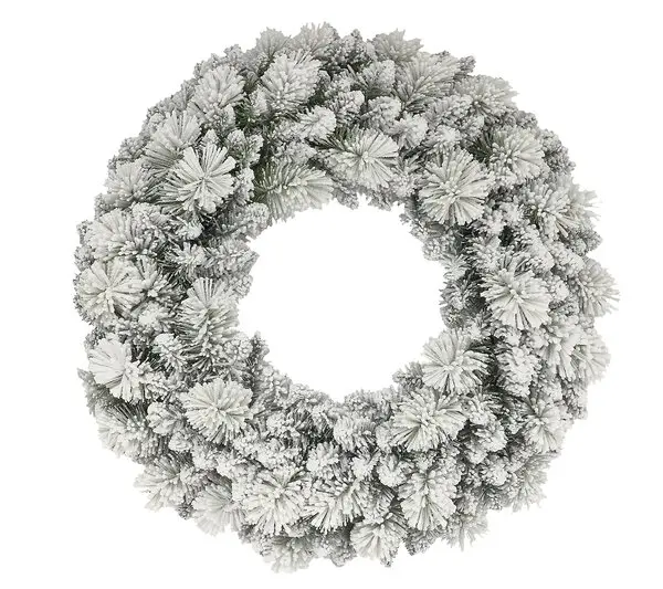 PULEO INTERNATIONAL Puleo 32' Flocked Spruce Wreath 260 Tips - One-color