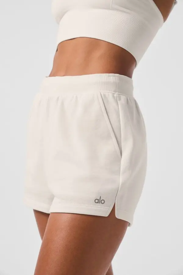 Alo Yoga Low Key Sweat Short In White, Size - Ivory | Editorialist