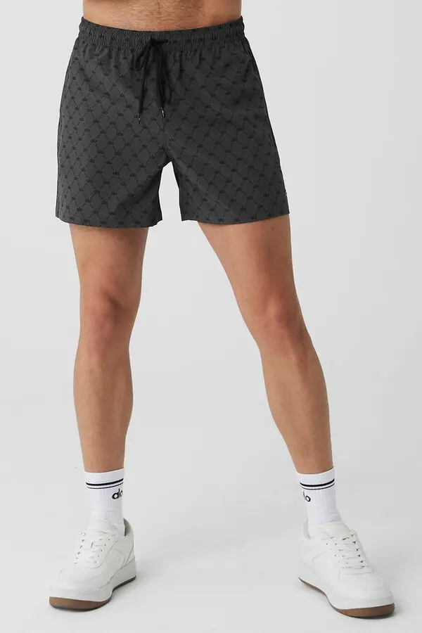 Alo Yoga Diamond Circuit Short In Grey, Size Anthracite/Black