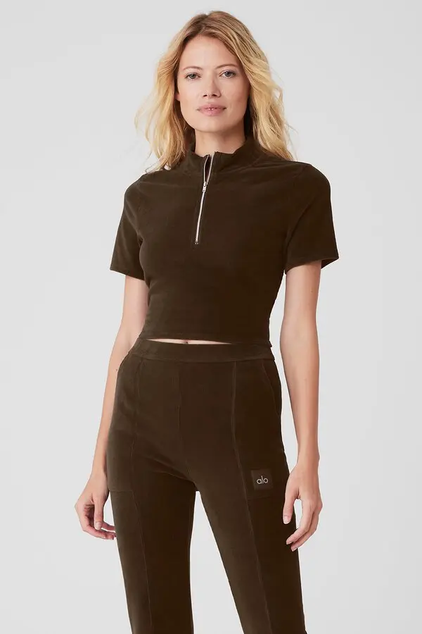 Alo Yoga Micro Corduroy Winter Break Mock Neck Shorts Short