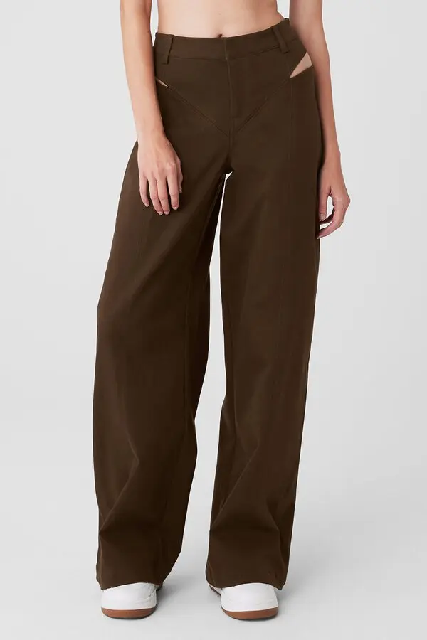 Alo Yoga High-Waist Risk Taker Trouser In Brown, Size - Espresso