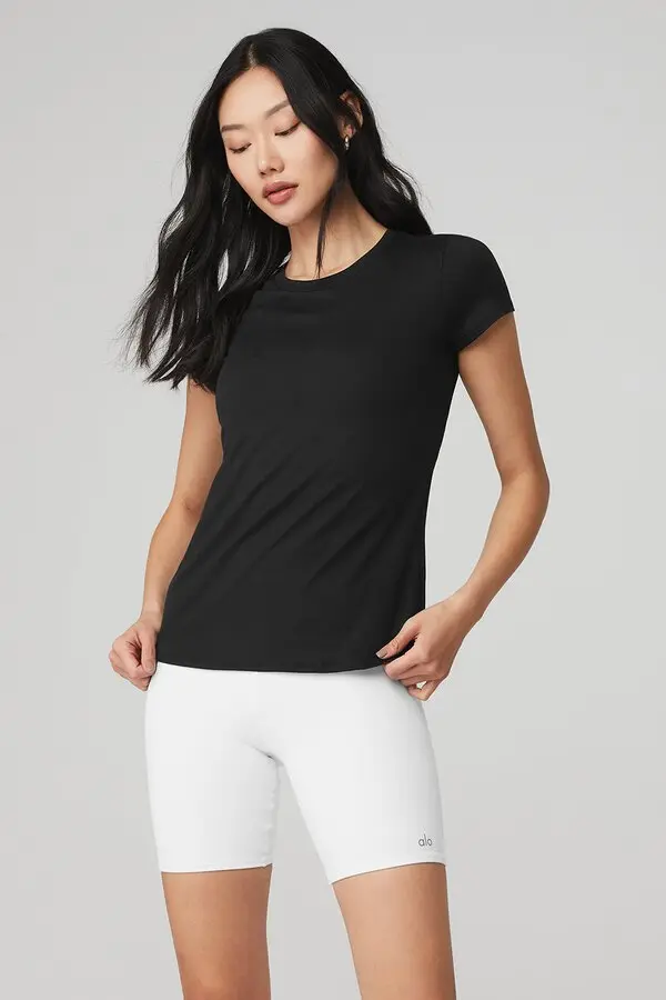 Alo Yoga Alosoft Finesse T-Shirt In Size - Black | Editorialist