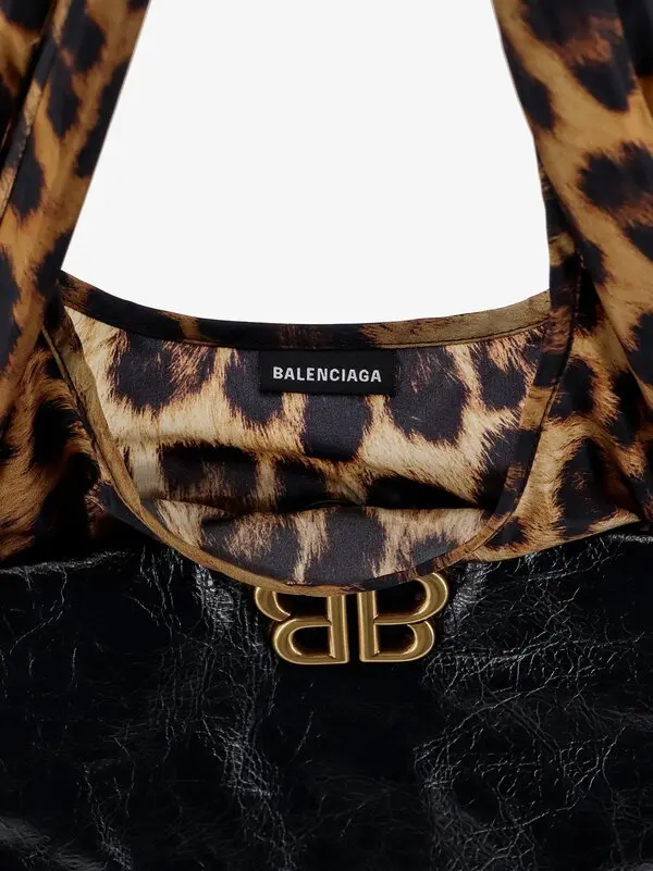Balenciaga Leather Shoulder Bag With Animalier Insert