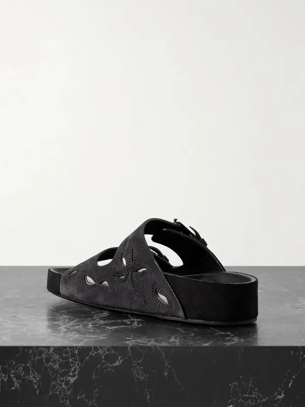 Isabel Marant Lennyo Embroidered Suede Slides
