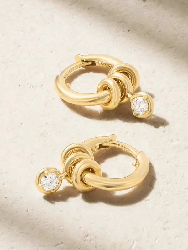 SPINELLI KILCOLLIN Zahra Diamond And 18-karat Hoop Earrings - Gold