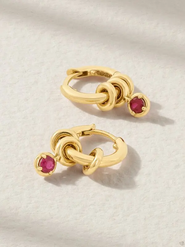 SPINELLI KILCOLLIN Zahra 18-karat Gold Sapphire Hoop Earrings - Pink