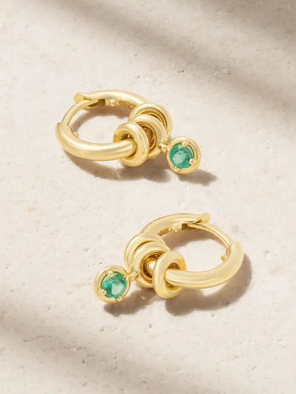 SPINELLI KILCOLLIN Zahra 18-karat Gold Emerald Hoop Earrings - Green