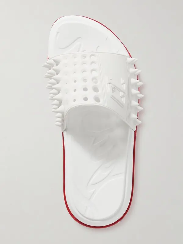 CHRISTIAN LOUBOUTIN Take It Easy Donna Spiked Rubber Slides - White