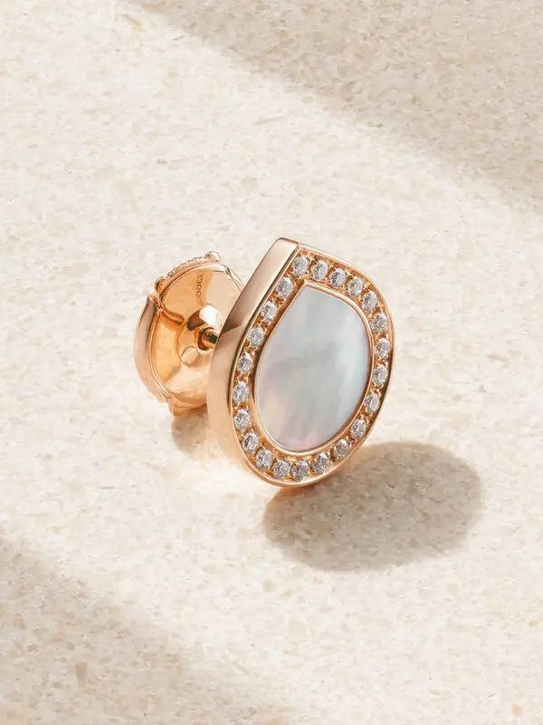 REPOSSI Antifer 18-karat Rose Gold, Mother-of-pearl And Diamond Single Earring - White