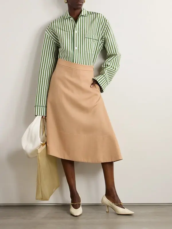 JIL SANDER Paneled Asymmetric Midi Skirt - Brown