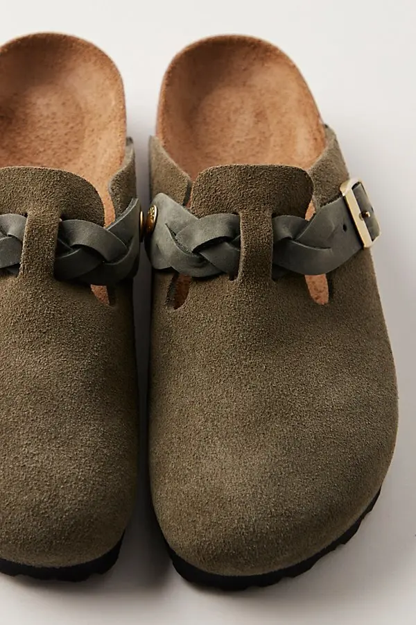 BIRKENSTOCK Boston Braid Clogs - Thyme Suede