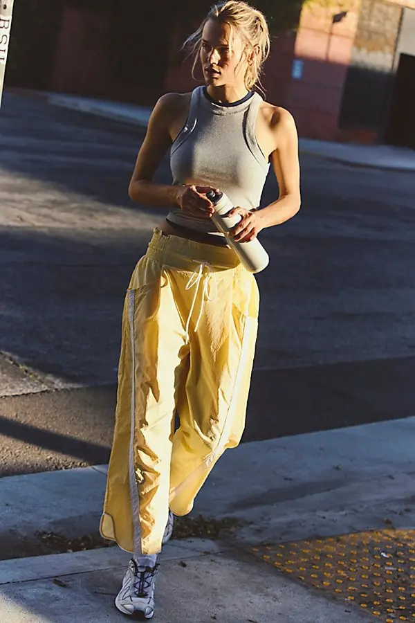 Free People Champ Is Here Pants - Sunlit Yellow Combo