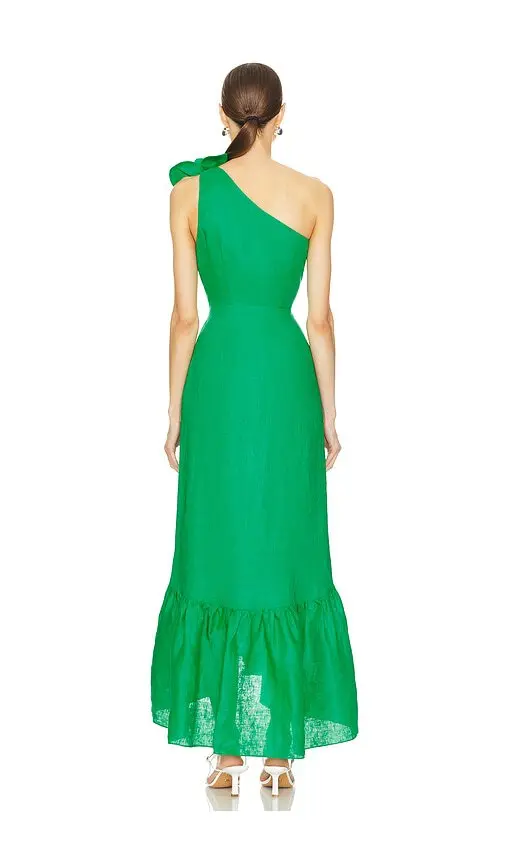 Yumi Kim One-shoulder Floral Accent Midi Dress - Linen Green