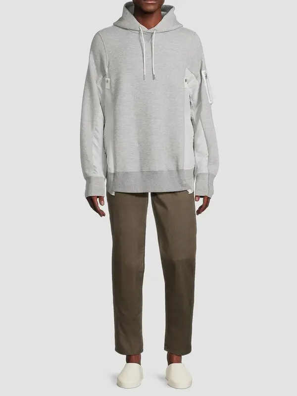 Sacai Sponge Sweat Mixed-media Cotton-blend Hoodie