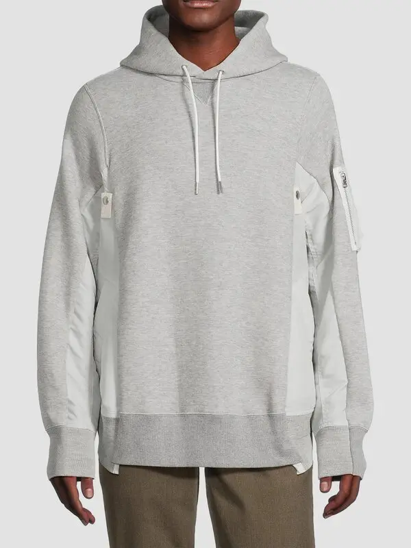 Sacai Sponge Sweat Mixed-media Cotton-blend Hoodie