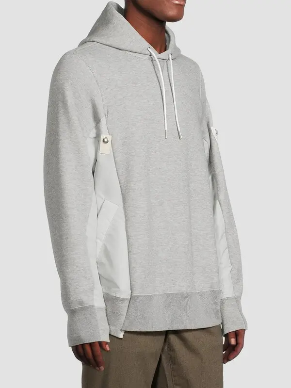 Sacai Sponge Sweat Mixed-media Cotton-blend Hoodie