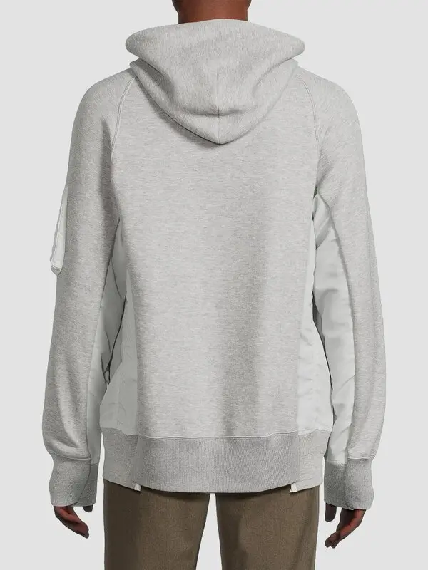 Sacai Sponge Sweat Mixed-media Cotton-blend Hoodie