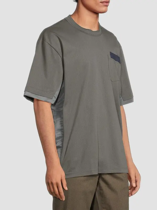 Sacai Cotton Mixed-media T-shirt - Gray