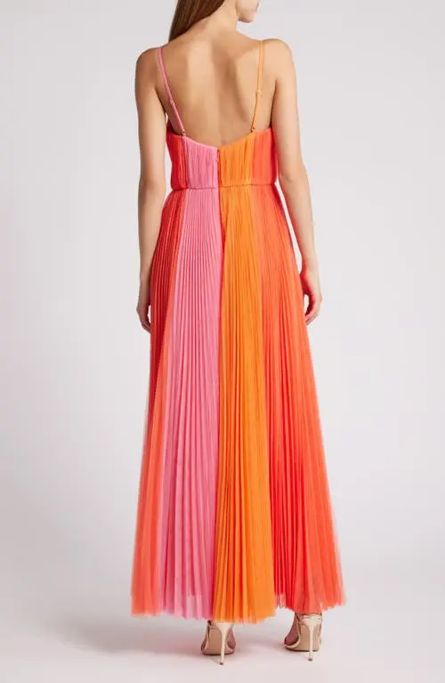 HUTCH Colorblock Pleated Tulle Gown